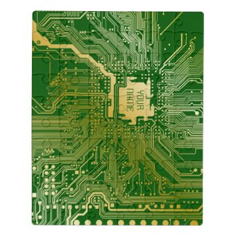 Monogram Circuit Motherboard Electronics Chip Tech Jigsaw Puzzle | Zazzle