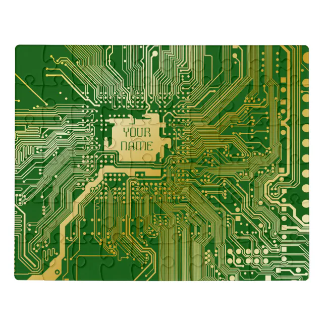 Monogram Circuit Motherboard Electronics Chip Tech Jigsaw Puzzle | Zazzle