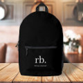 Monogram Classic Elegant Minimal Black and White Printed Backpack | Zazzle