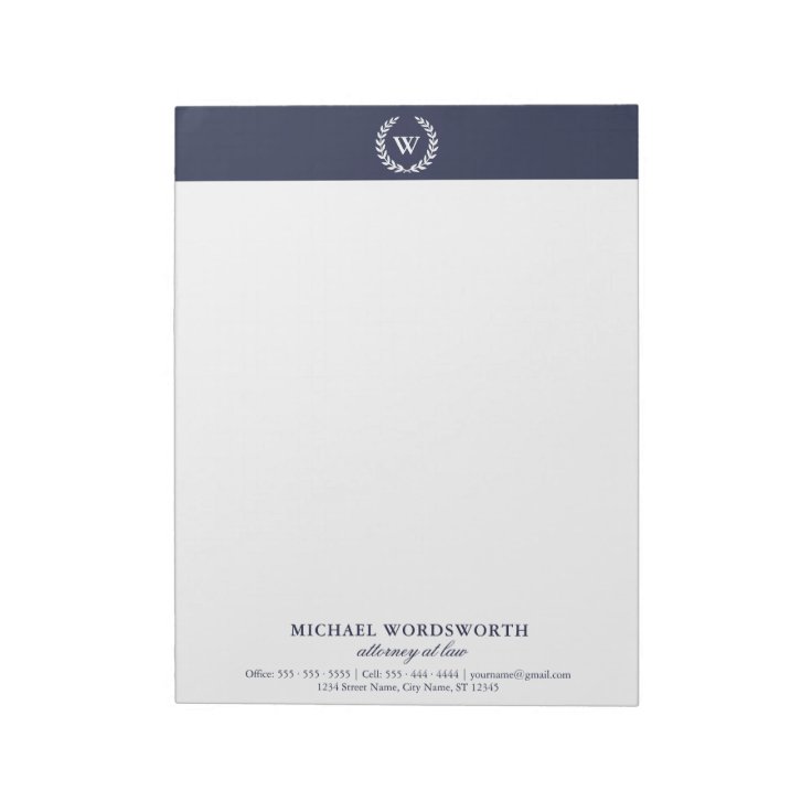 Monogram Classic Elegant Professional A4 Notepad | Zazzle