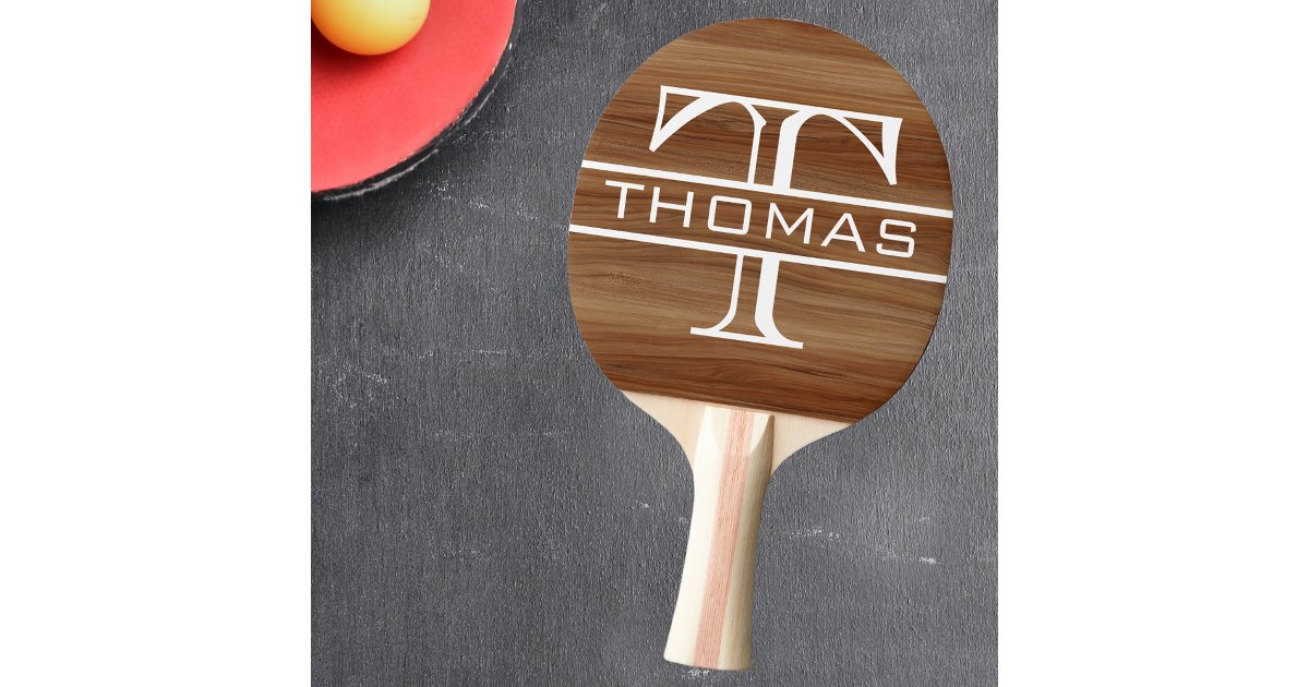 Monogram Classic Personalized Wood Ping Pong Paddle | Zazzle