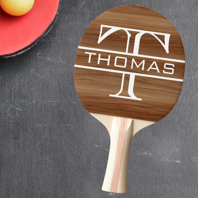 Monogram Classic Personalized Wood Ping Pong Paddle | Zazzle