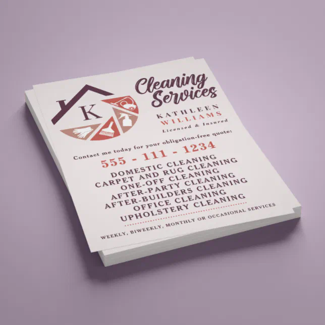 Monogram Cleaning Services Flyer | Zazzle