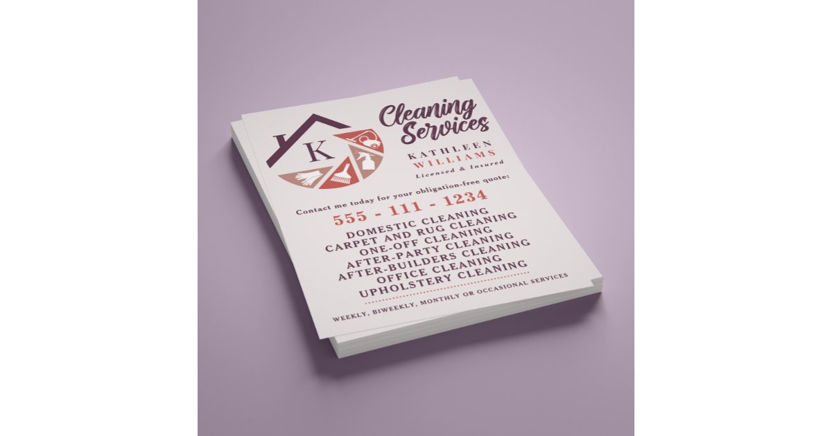 Monogram Cleaning Services Flyer | Zazzle