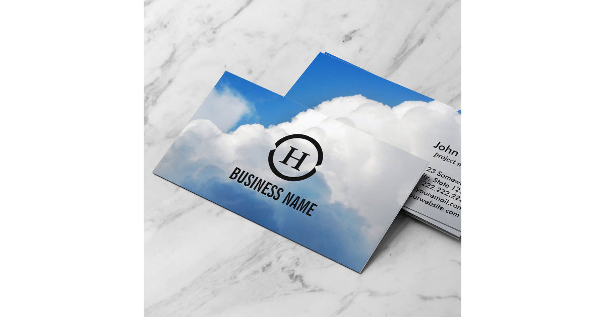 Monogram Clouds & Blue Sky Photography Business Card | Zazzle