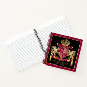 Monogram Coat of Arms Red Gold Lion Crown Emblem Notebook | Zazzle