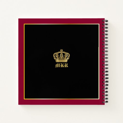 Monogram Coat of Arms Red Gold Lion Crown Emblem Notebook | Zazzle