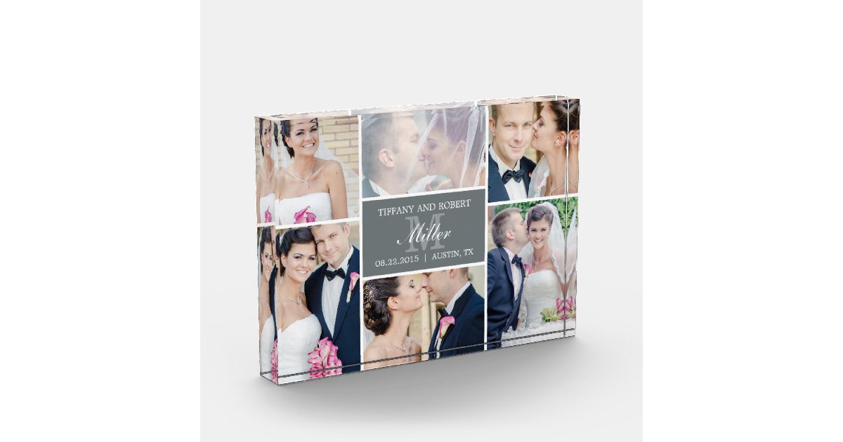 Monogram Collage Photo Block | Zazzle