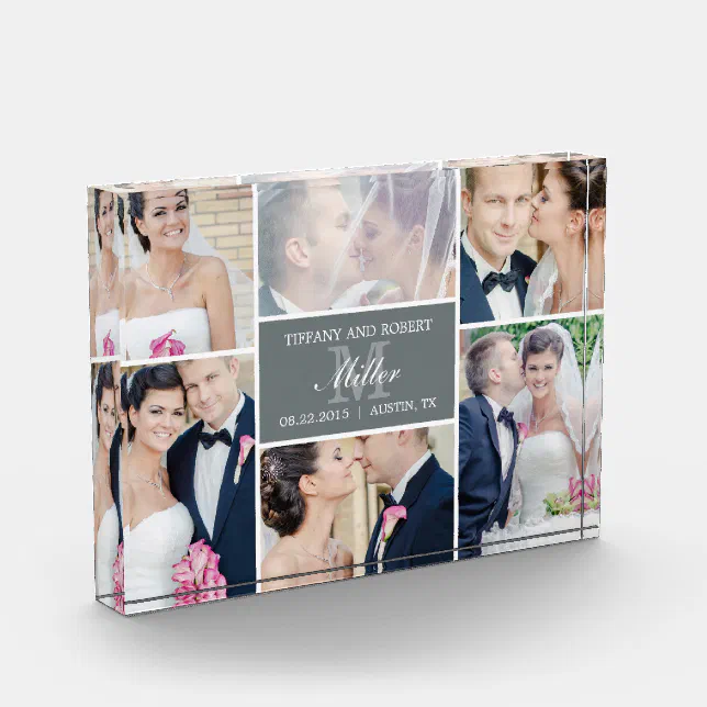 Monogram Collage Photo Block | Zazzle