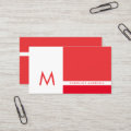 Monogram Color Block Red and White Professional Business Card | Zazzle