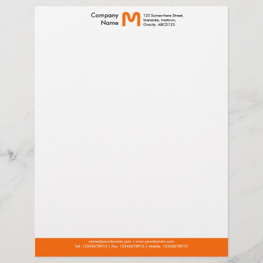 Monogram Color Footer - Orange Letterhead | Zazzle.com