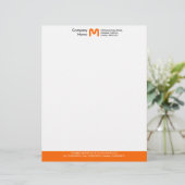 Monogram Color Footer - Orange Letterhead | Zazzle