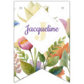 Monogram Colorful Wild Flower Illustrated Bunting Flags | Zazzle