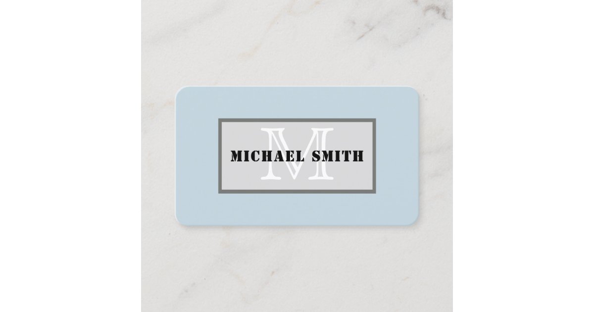 Monogram Columbia Blue Solid Color Background Business Card | Zazzle