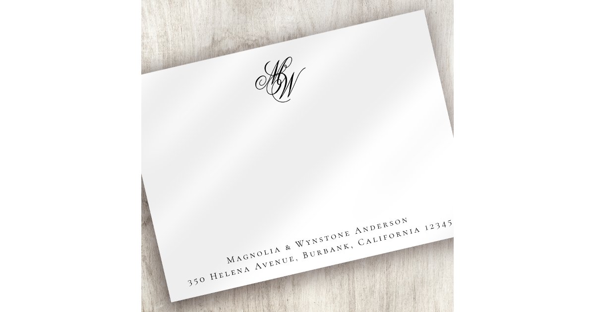 Monogram Couple Initials Personalized Note Card | Zazzle