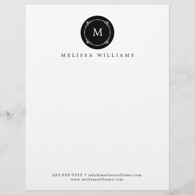Monogram Creative Professional Modern Letterhead | Zazzle
