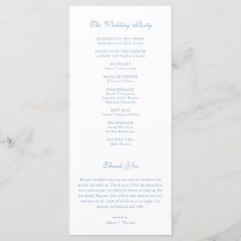 Monogram Crest Dusty Blue Wedding Program Card | Zazzle