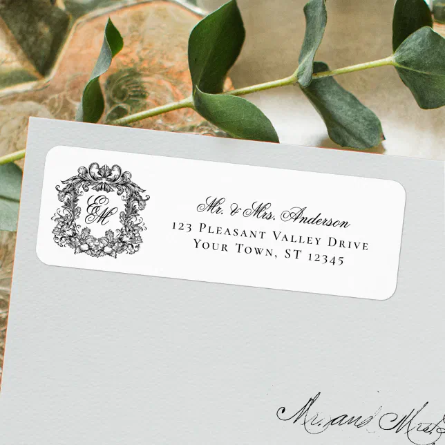 Monogram Crest Elegant Wedding Return Address Label | Zazzle Monogram Crest Elegant Wedding Return Address Label | Zazzle