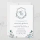 Monogram Crest QR Code Dusty Blue Floral Wedding Invitation | Zazzle