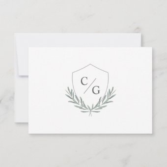 Monogram Crest with Olive Branches RSVP | Zazzle
