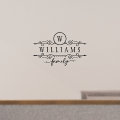 Monogram Custom Family Name Black Script Template Wall Decal | Zazzle