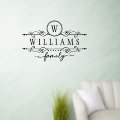 Monogram Custom Family Name Black Script Template Wall Decal | Zazzle