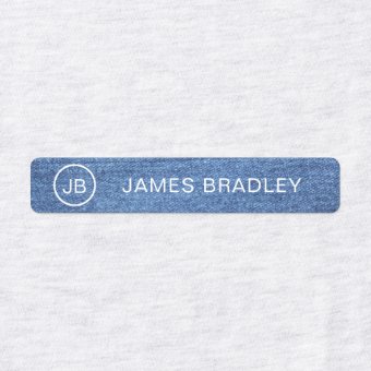 Monogram Custom Name Clothing Tags Blue Denim Labels | Zazzle
