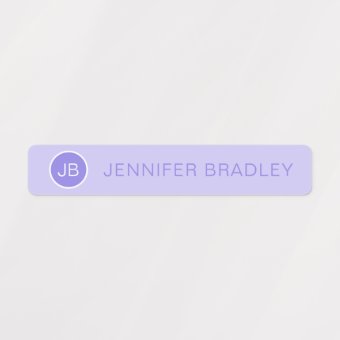 Monogram Custom Name Clothing Tags Pastel Purple Labels | Zazzle