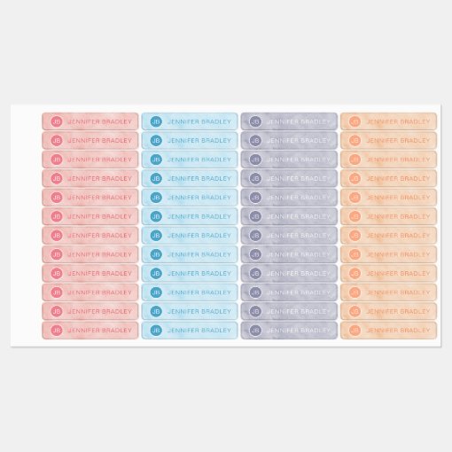 Monogram Custom Name Clothing Tags Pink Blue Labels | Zazzle