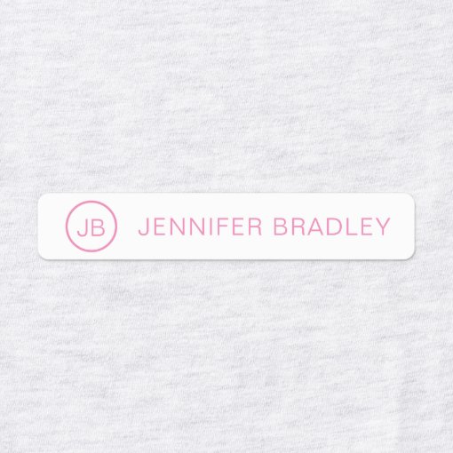 Monogram Custom Name Clothing Tags Pink Green Labels | Zazzle