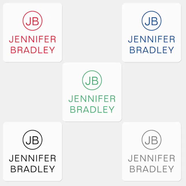 Monogram Custom Name Clothing Tags Red Blue Green Labels | Zazzle