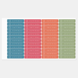 Monogram Custom Name Modern Colorful Girly Labels | Zazzle