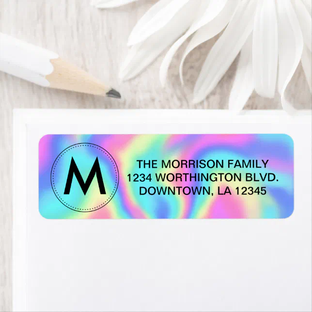 Monogram custom return address label | Zazzle