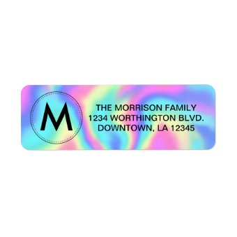 Monogram custom return address label | Zazzle