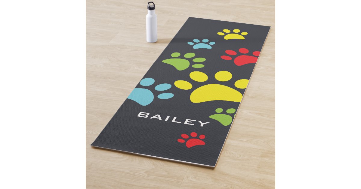 Monogram Cute Paw Prints Yoga Mat | Zazzle