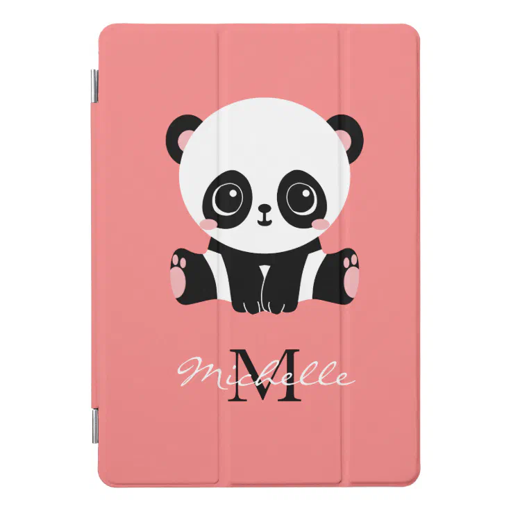Monogram Cute Sitting Panda Personalized iPad Pro Cover | Zazzle