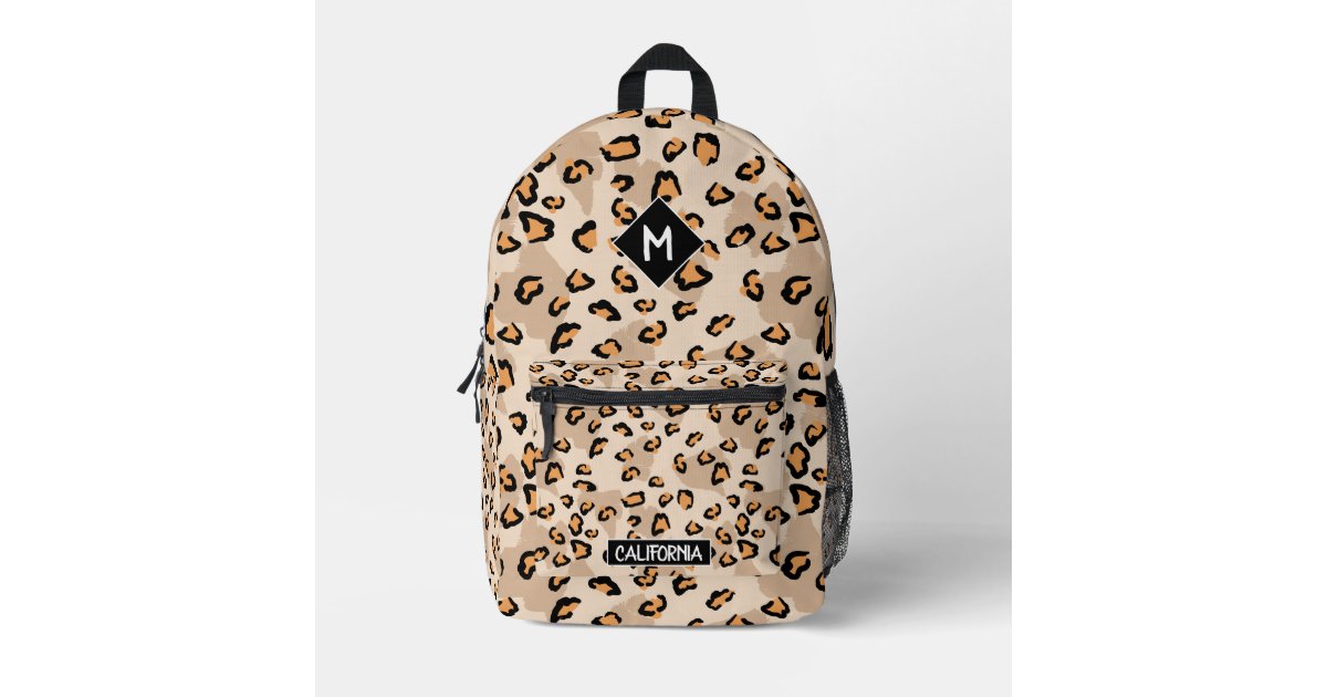 Monogram cute stylish wildlife Cheetah pattern Printed Backpack | Zazzle