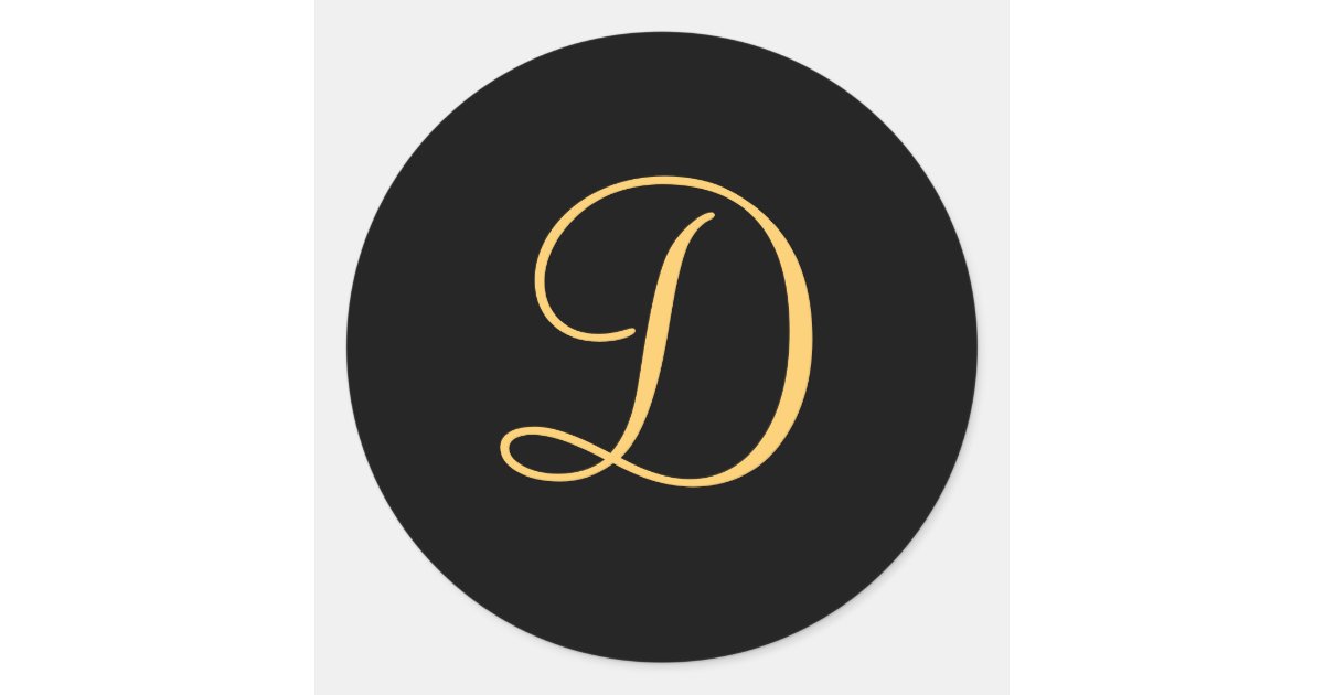 Monogram D, gold colored initial D script Classic Round Sticker | Zazzle