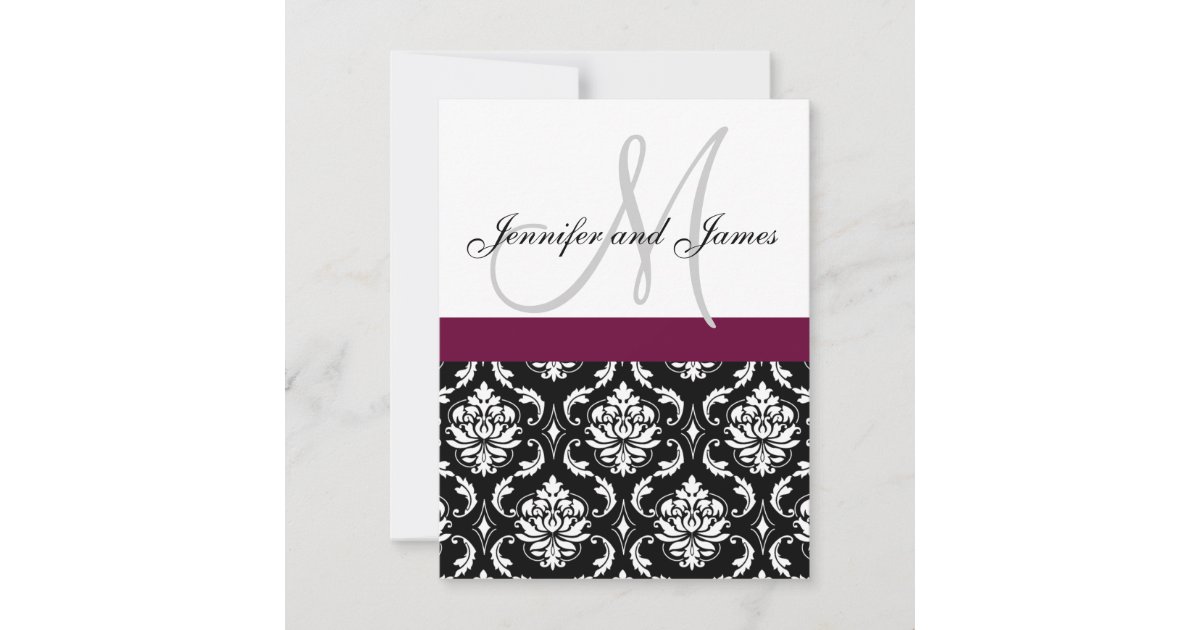 Monogram Damask Wedding Invitations | Zazzle