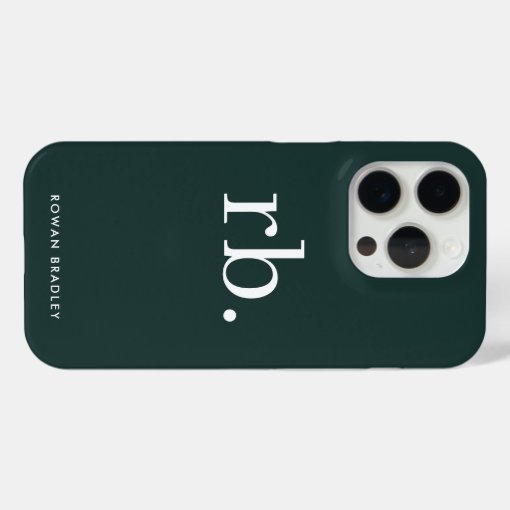 Monogram Dark Green Stylish Modern Minimalist Case-Mate iPhone Case ...