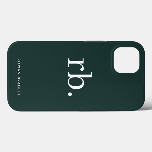Monogram Dark Green Stylish Modern Minimalist Case-Mate iPhone Case ...
