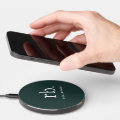 Monogram Dark Green Stylish Modern Minimalist Wireless Charger | Zazzle