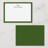 Monogram Decorative Typography | Dark Moss Green Note Card | Zazzle