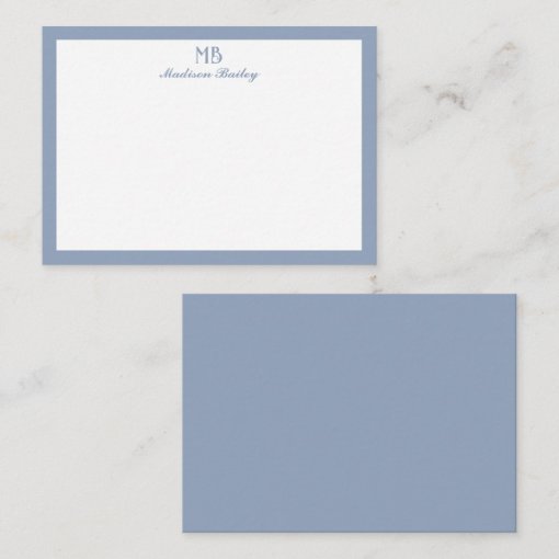 Monogram Decorative Typography | Dusty Blue Note Card | Zazzle