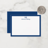 Monogram Decorative Typography | Navy Blue Note Card | Zazzle