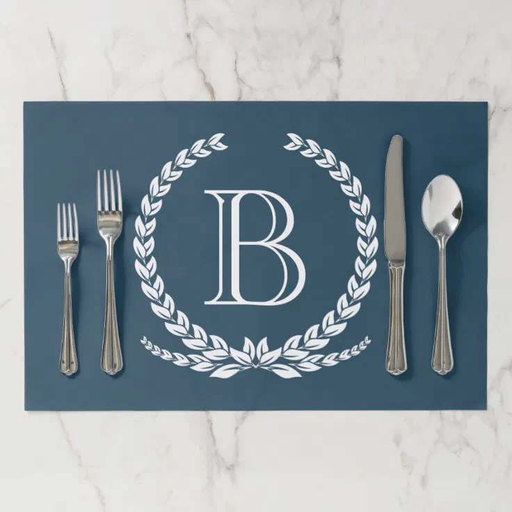 Monogram design paper placemat | Zazzle