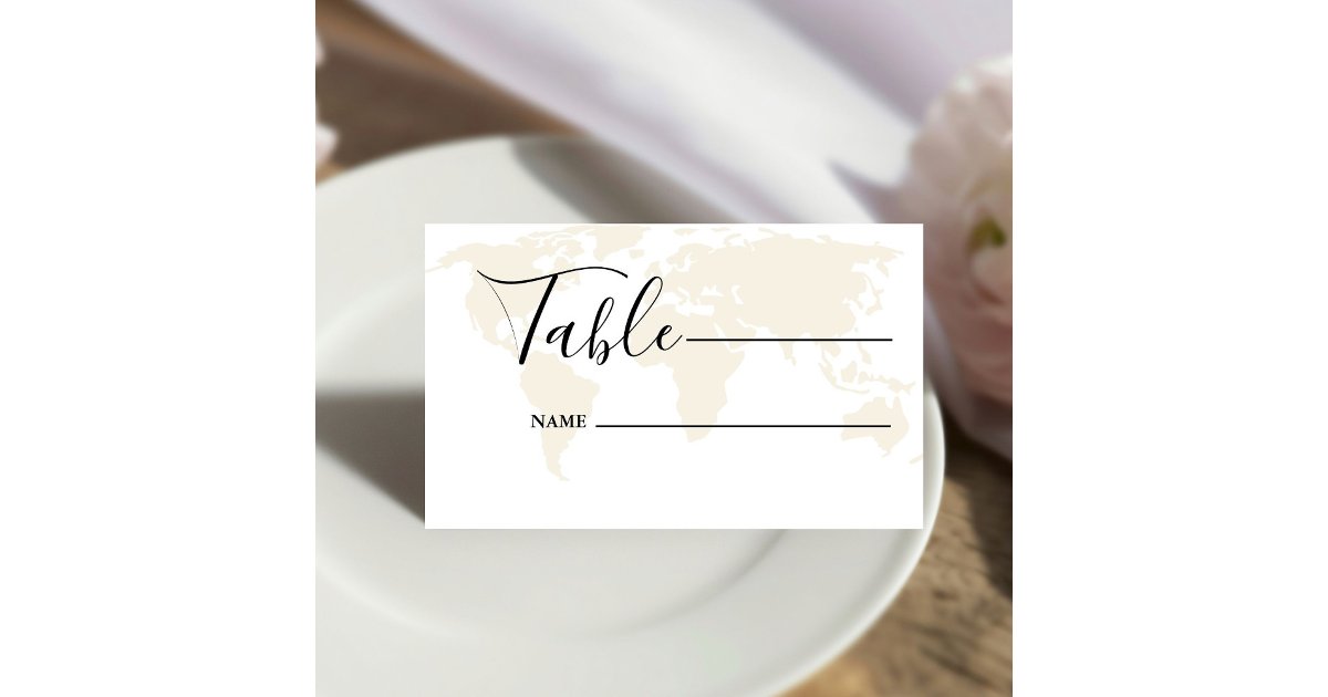 Monogram destination travel theme wedding place card | Zazzle