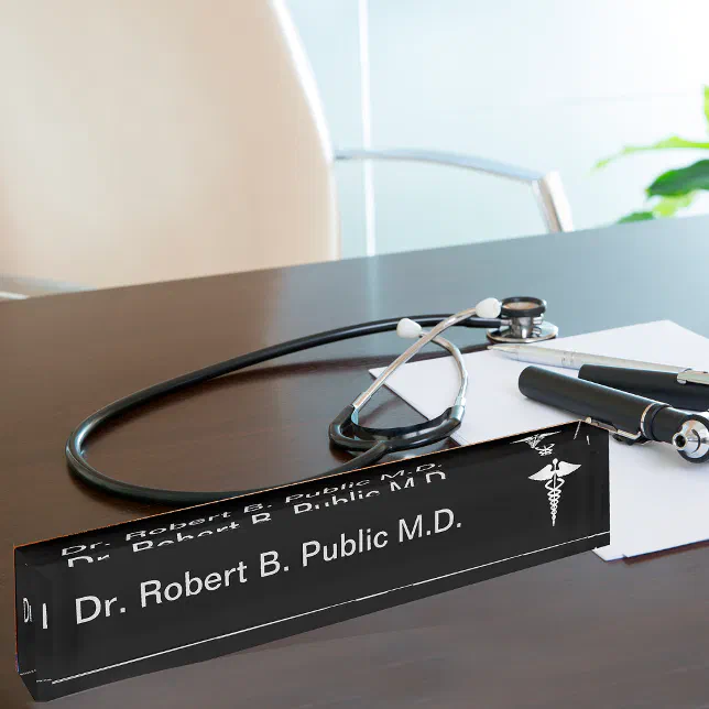 Monogram Doctor Desk Name Plate | Zazzle