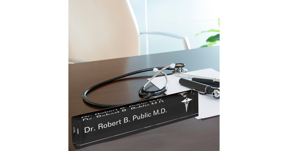 Monogram Doctor Desk Name Plate | Zazzle
