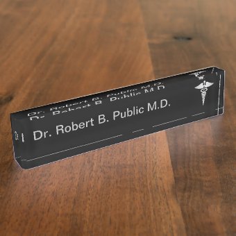 Monogram Doctor Desk Name Plate | Zazzle